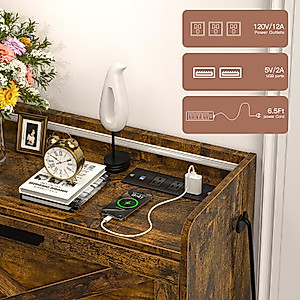 HAIOOU 2 Drawer Industrial Shoe Cabinet, Slim Freestanding Wood Shoe Rack Storage Organizer Stand with Flip Doors, Open Storage Shelf, Anti Toppling for 15-18 Pairs Rustic Brown