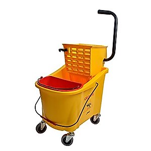 Janico 1036 Mop Bucket Side Press Wringer Combo, 36 Quart 9 Gallon, Includes Insert Mop Bucket, Yellow