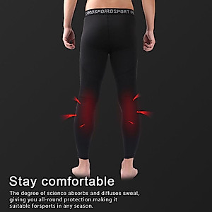 Blaward Basketball Compression Pants with Knee Pads for Men, Workout Running Tights Leggings Sports Athletic Baselayer Black