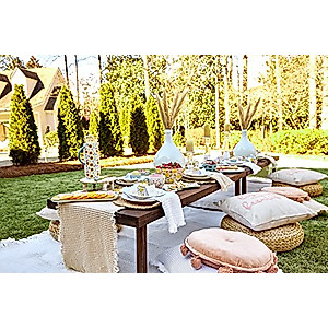 Mud Pie White Beaded Pedestal Trays, small 4" x 10" dia | large 5" x 12" dia