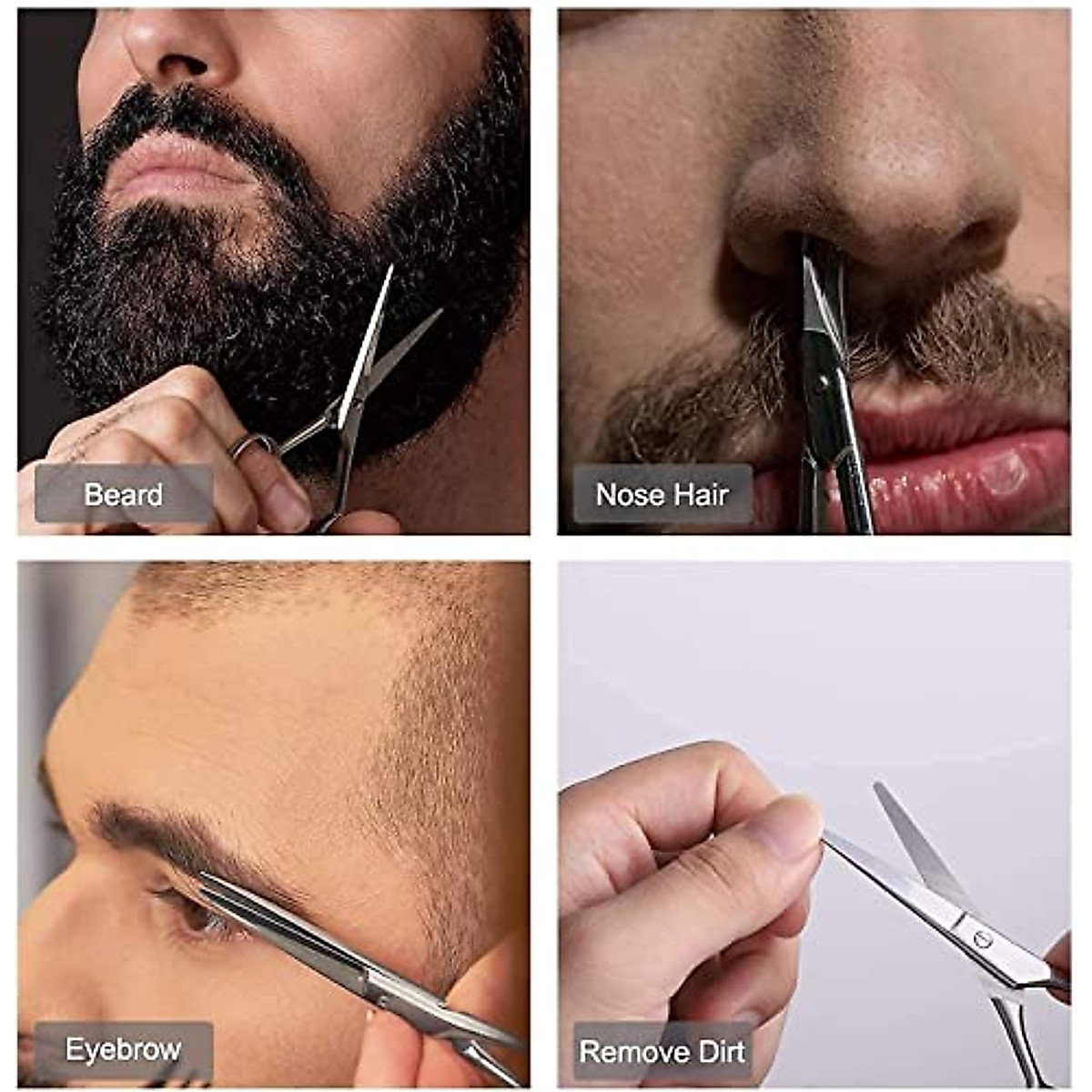 Suvorna small scissors for beard, mustache, facial, nose, eyebrow, and ear hair - Hair scissors for cutting, trimming & grooming - Made with 4.5" stainless steel for barbers, professional, & home user