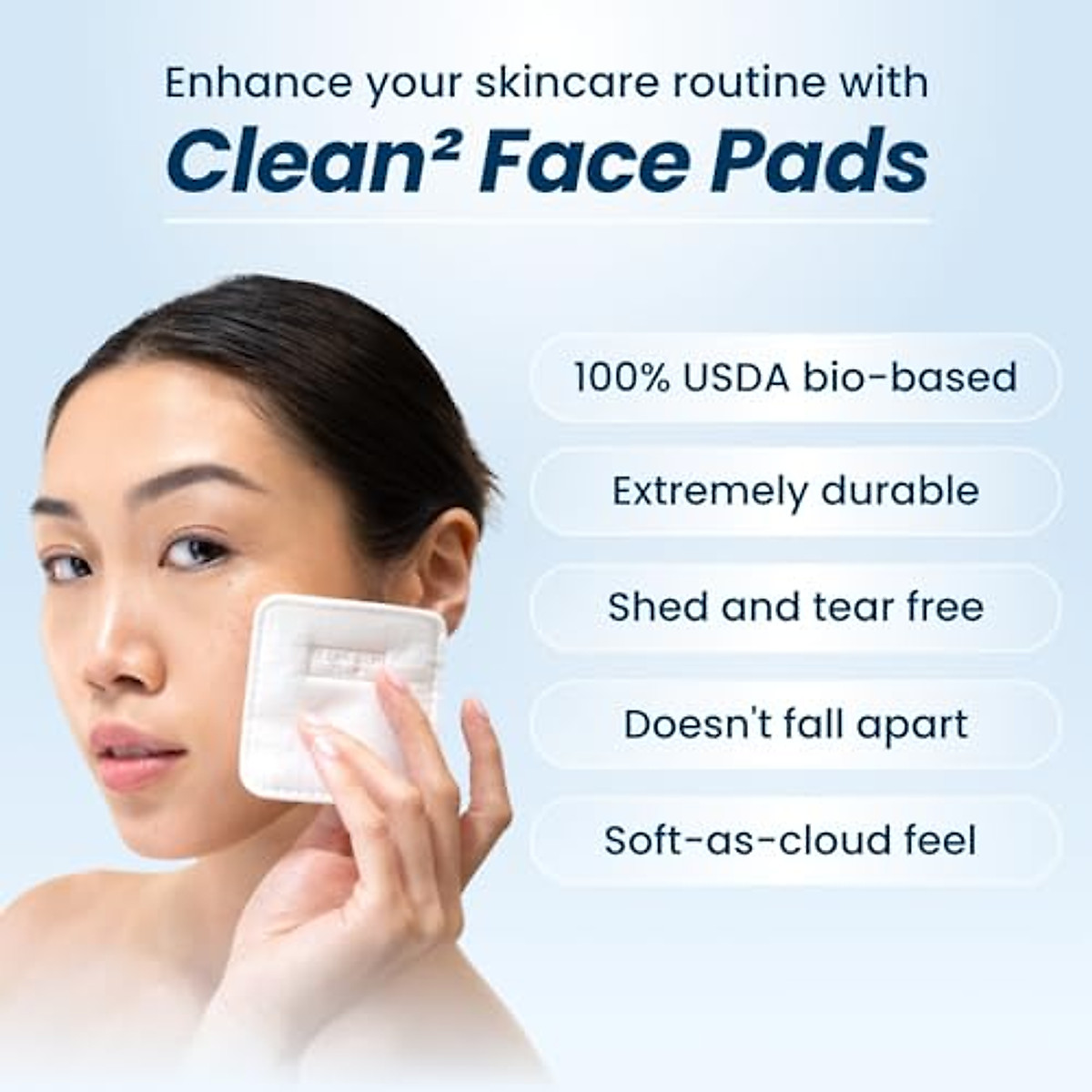 Clean Skin Club Clean² Pads 2.0 [NEW & IMPROVED EDGES] Guaranteed Not to Shed & Tear, Unique Triple Layers, Textured Side & Ultra Soft Side, Organic Disposable Cotton, Pair with Makeup Remover 2 pack