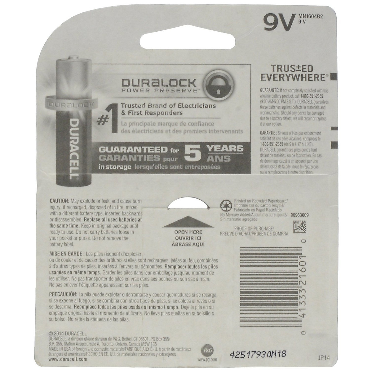 Duracell - CopperTop 9V Alkaline Batteries - long lasting, all-purpose 9 Volt battery for household and business - 2 count