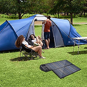 DSJ 50W Portable Foldable Solar Panel Charger, Waterproof Controller Solar Suitcase with Crocodile Clip and Dual USB Outputs for Portable Generator Power