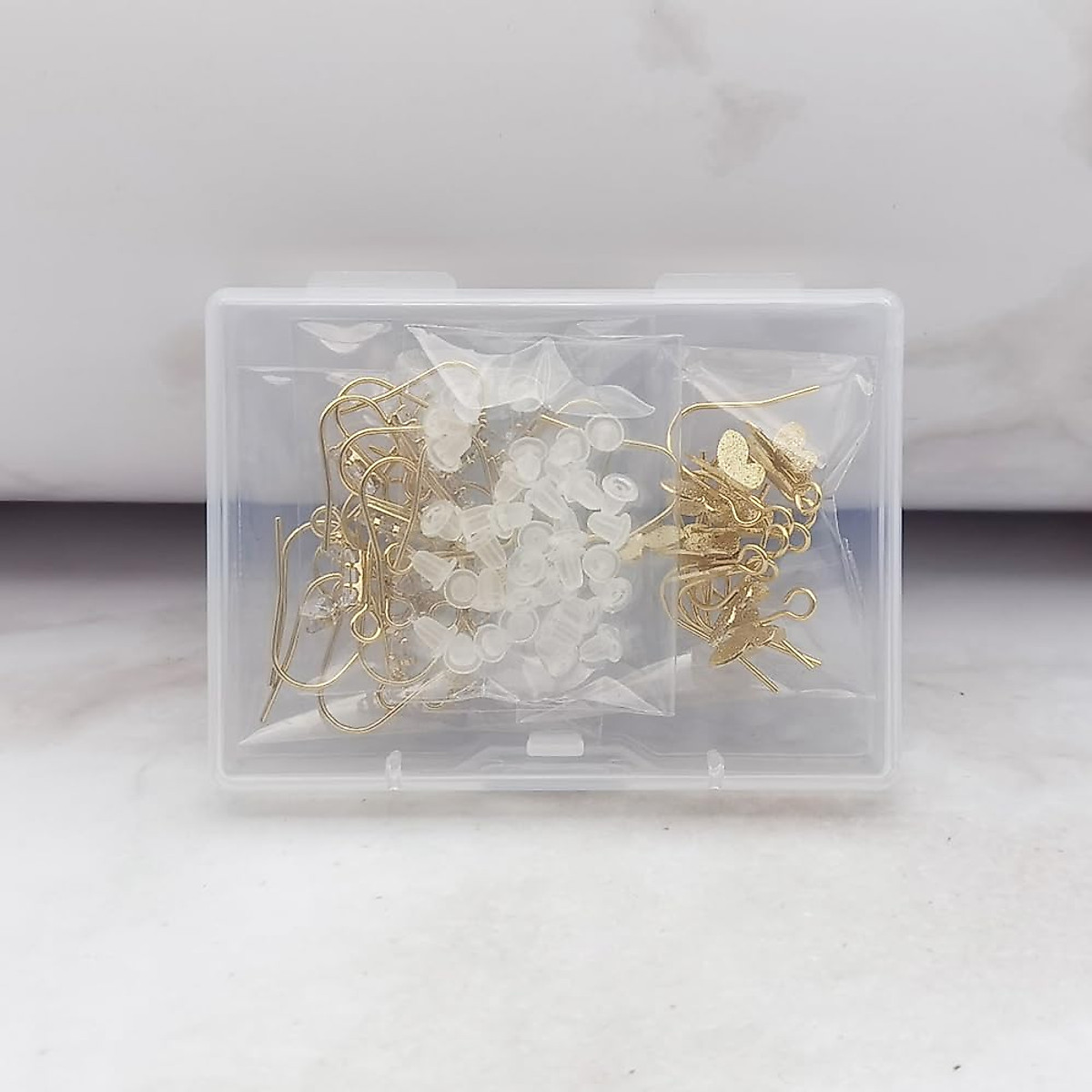 INSPIRELLE 30 PCS / 15 Pairs Earring Hooks with Crystal Gold Plated Long-Lasting Earring Findings with Clear Backs for Jewelry Making