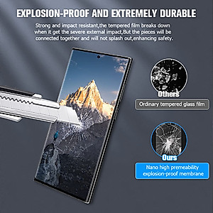 [2+2 Pack] S22 Ultra Glass Screen Protector, HD Clear 9H Tempered Glass Scratch Resistant, Fingerprint Unlock, 3D Curved, Bubble-Free for Samsung Galaxy S22 Ultra Glass Screen Camera Protector(6.8