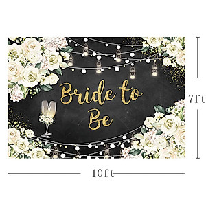 AIBIIN 10x7ft White Floral Bride to Be Backdrop Bridal Shower Party Decorations Supplies for Couples Wedding Miss to Mrs Engagement Ceremony Anniversary Chalkboard Photography Background Banner Props