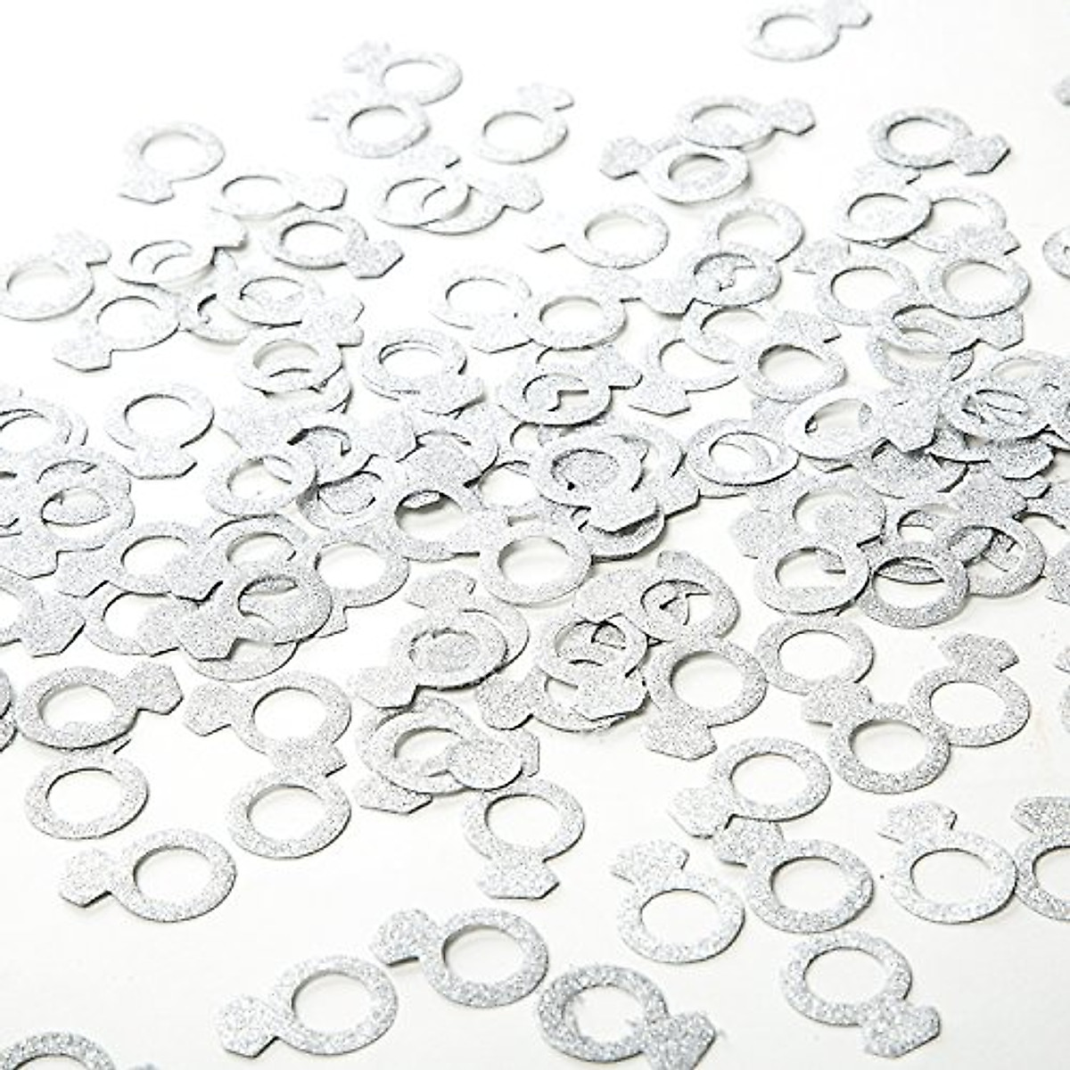 MOWO Silver Diamond Ring Paper Confetti Table Decor and Event Decor, Silver Glitter, 200 Count
