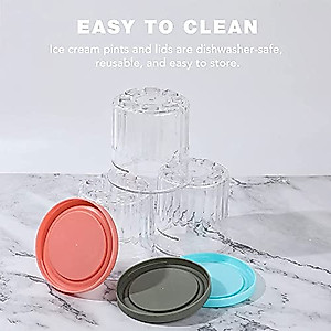 Containers Replacement for Ninja Creami Pints and Lids - 4 Pack, 24oz Cups Compatible with NC500 NC501 Series Ice Cream Maker - Dishwasher Safe, Leak Proof Lids Pink/Mint/Yellow/Blue