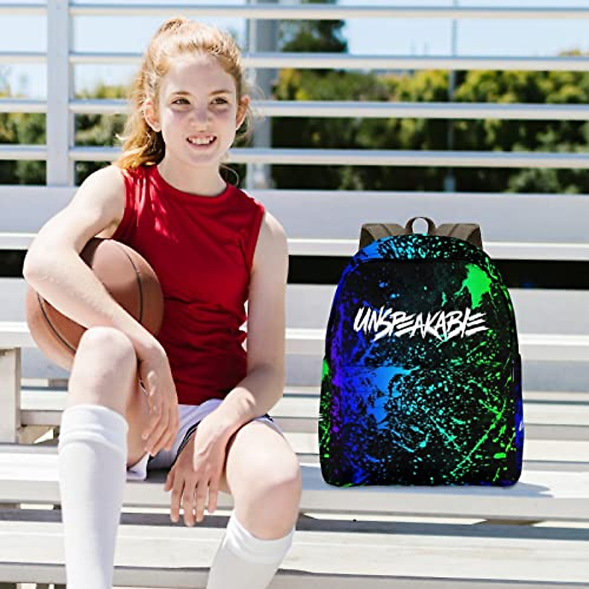 Xozamuek 2Pcs Game Merch for Kids,Anime Backpack with lunch box for Boys 3d Printed Lightweight Bookbag for Teen Kids 15.2 in -A2