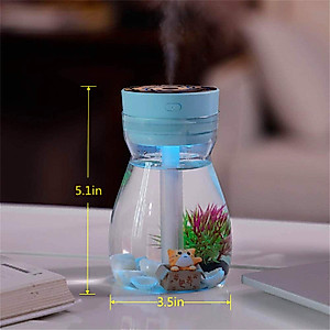 Micro Landscape Humidifiers, Mini Humidifier, Small Humidifier,Cute humidifier,Car Humidifiers,Air Humidifier,personal humidifier,Cool Mist Humidifiers For Bedroom Kids,Office Desk Humidifier(Blue)