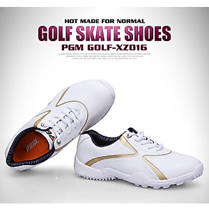 PGM Waterproof Spikeless Golf Shoes for Women Gold