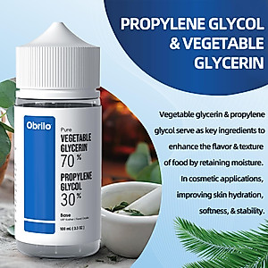100 mL (3.3 oz.) 70/30 Blend Vegetable Glycerin (VG) & Propylene Glycol (PG), Pure USP Kosher, Food Grade, DIY