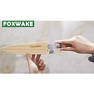Foxwake Chef Knife Edge Guard, 8 Inch Wood Knife Sleeve, Knife Cover, Knife Sheath, Knife Blade Case with Pin, Single Knife Holder Fit for Gyuto Chef & Santoku Knife