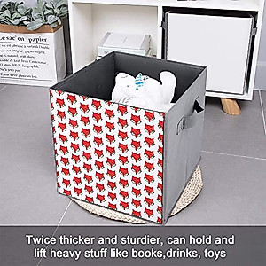 Fox with Glasses Foldable Storage Bins Printd Fabric Cube Baskets Boxes with Handles for Clothes Toys, 11x11x11