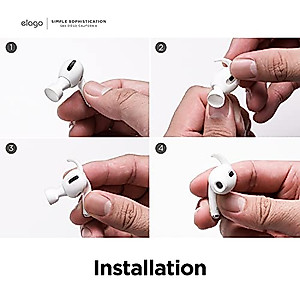 elago 4 Pairs AirPods Pro Ear Hooks Covers - Comfortable and Secure Fit, Improved Sound Quality, Precise Cutout Design, Accessories Compatible with AirPods Pro [US Patent Registered] (White)