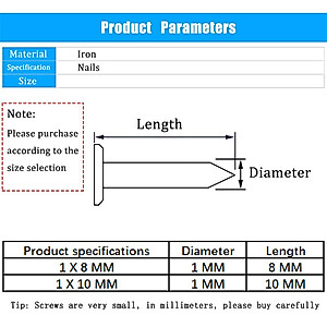 newlng 500pcs Small Nail Round Head Tiny Nails String Art Nails Hand-Made Hardware Accessories Fasteners Mini Nails 1 X 10mm/0.04"X0.4"(DXL) Gold