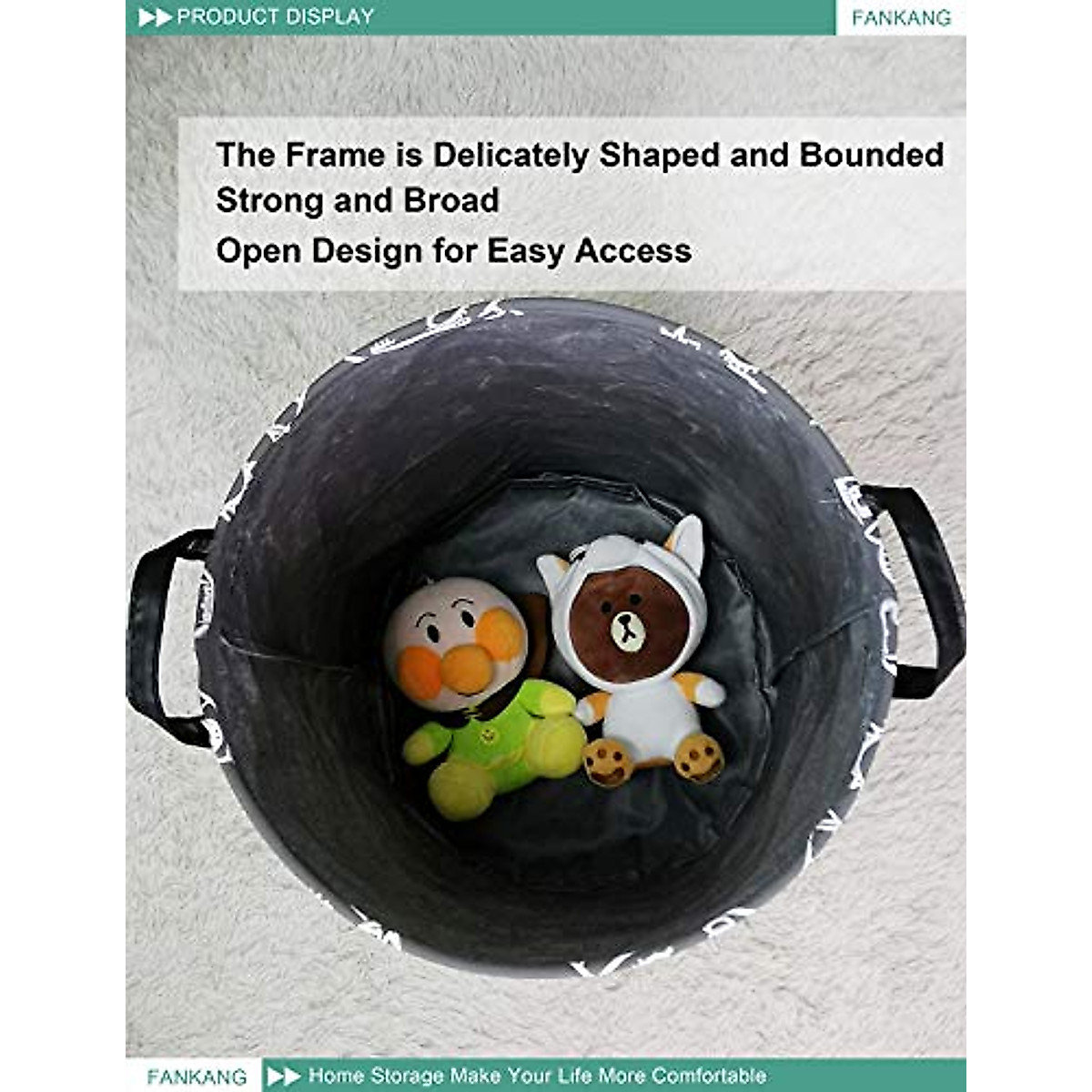 FANKANG Storage Basket, Nursery Hamper Canvas Laundry Basket Foldable with Waterproof PE Coating Large Storage Baskets for Kids Boys and Girls, Office, Bedroom, Clothes,Toys（Space Planet）