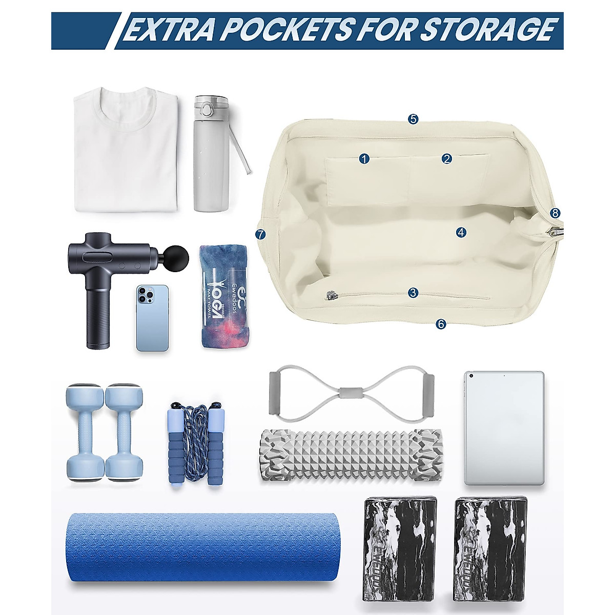 Ewedoos Yoga Bag Large Yoga Mat Bag Gym Duffle Bag Sports Tote Bag and Carriers Fits All Your Stuff for Yoga Travel Gym