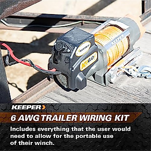 HAMPTON PROD Keeper - 6 AWG Trailer Wiring Kit - 25’ and 6’ with Quick Connect for KT and KU Winches