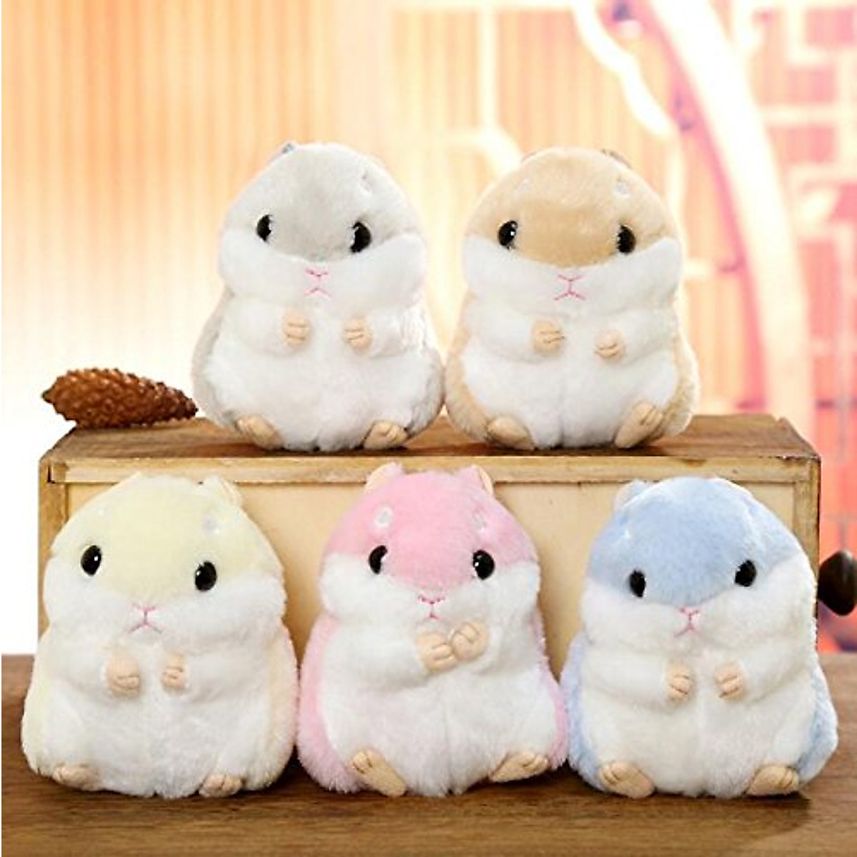 Cuddly Hamster Soft Stuffed Animals Cushion Toy Doll, 4" /10cm Mouse Plushie Toys Best Birthday Gifts for The Children Kids Baby Toys (Khaki)