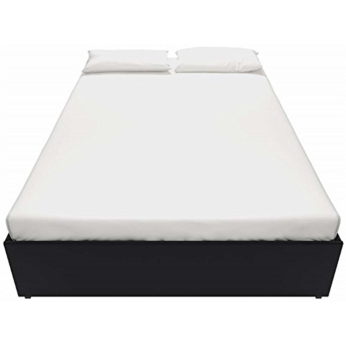 DHP Maven Upholstered Platform Bed for Raised Mattres Support with Underbed Storage Drawers, No Box Spring Needed, Queen, Black Faux Leather