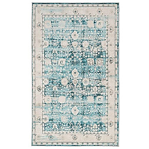 Syalife Washable Rug Vintage Area Rugs, 5'x 7' Living Room Rug with Non Slip Backing, Ultra-Thin Medallion Distressed Non-Shedding Rug, Vintage Floor Mat Indoor Rug USI001-57FG04GR