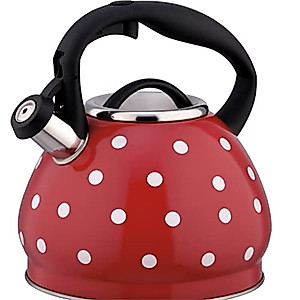 Tea Kettle Stovetop Whistling Teapot Stainless Steel Whistling Kettle 3L Whistling Teapot Water Kettle Boiling Kettle With Heat Insulating Handle Whistle Kettle Stove Top Kettle (Color : Red, Size :