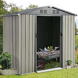 AECOJOY 6' x 4' Outdoor Storage Shed, Small Tool Shed with Sliding Door,Outside Storage Cabinet for Garden, Backyard.