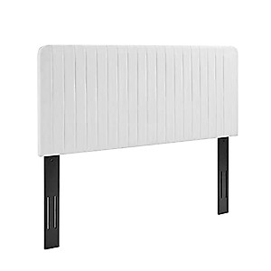 Modway Milenna Channel Tufted Fabric Headboard, Full/Queen, White