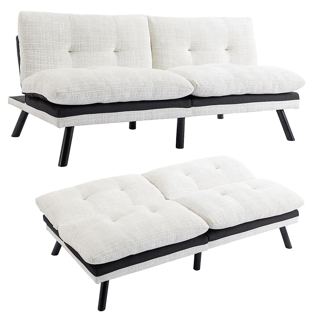 Anwickhomk Convertible Sofa Bed Folding Futon Sofa Bed Modern Upholstered Sleeper Couch for Compact Living Room Fabric Home Recliner Sofa,for Small Apartments, Compact Living Spaces, Offices (Grey)