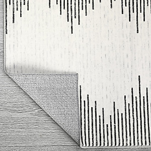 COZYLOOM 9x12 Area Rug for Living Room Washable Rugs Stripe Farmhouse Bedroom Rug large Rug Modern Rug Non Slip Carpet Stripe Throw Rugs for Dining Room Stain Resistant Office Rug Classroom Rug, Cream