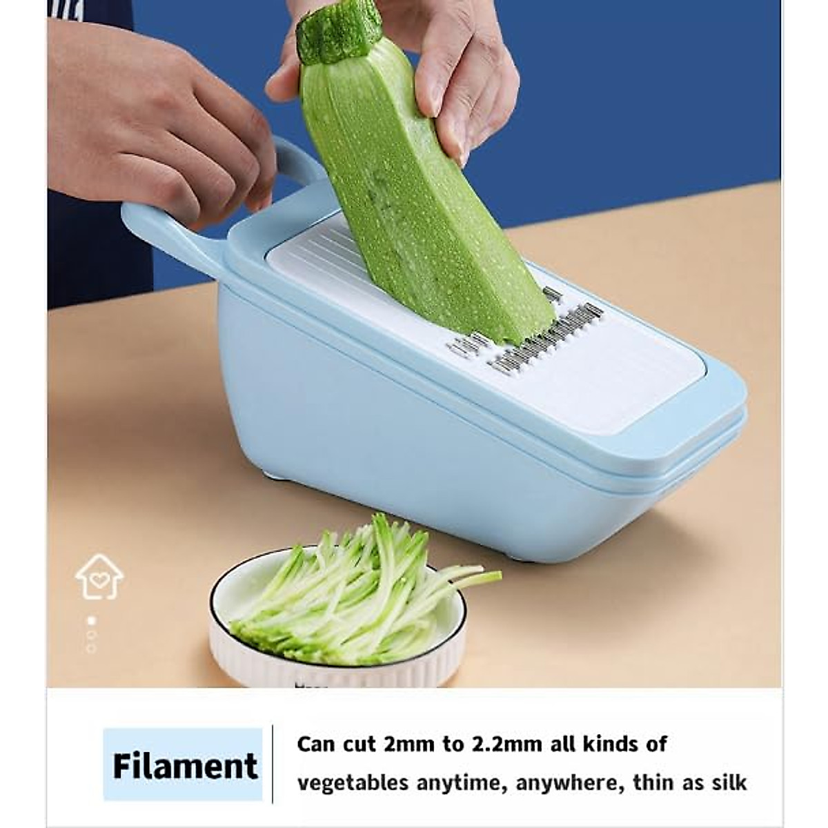 ZCYJHOT Multifunctional Vegetable Chopper, Mandoline Slicer for Kitchen, Vegetable Slicer and Cutter, Kitchen Gadgets Sets with Container (Blue)