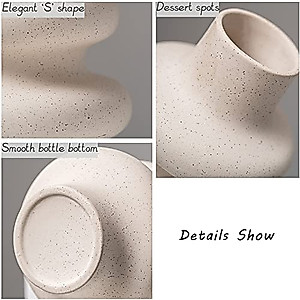 Steviieden Ceramic Vases Set 2, Modern Home Decor,Off White Round Vases,Modern Dried Flower Vases, Boho Home Decor for Centerpieces Wedding Dinner Table Party Living Room Office Bedroom