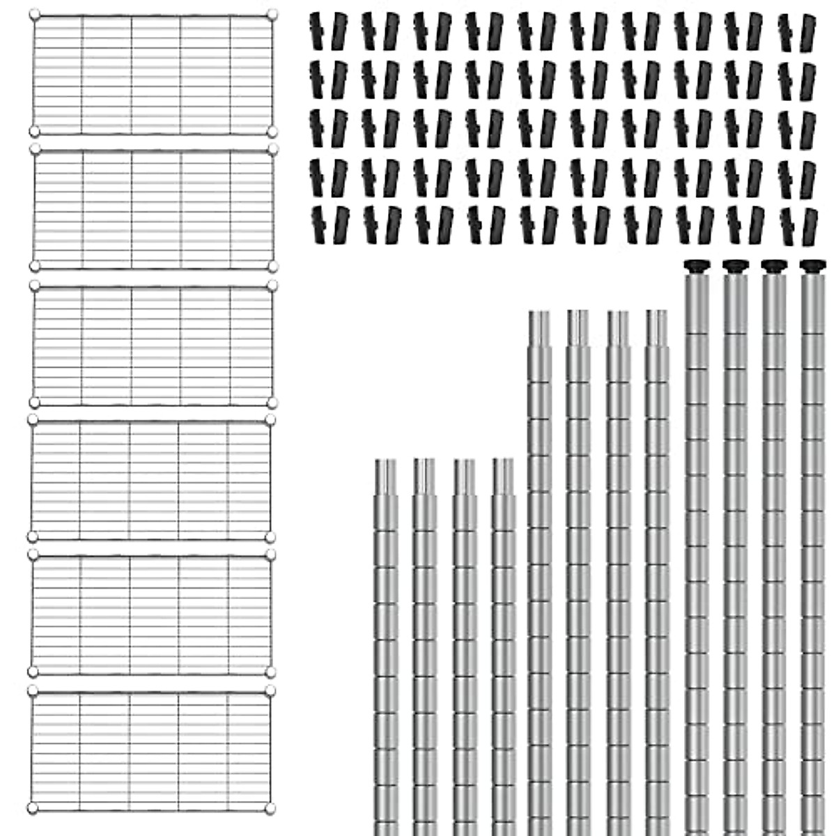 SINGAYE 6-Shelf Storage Shelf Wire Shelving Unit Metal Shelves Unit Storage Adjustable, Standing Shelf Units with PP Liner 21.25" W X 11.41D X 69 "H (Silver)