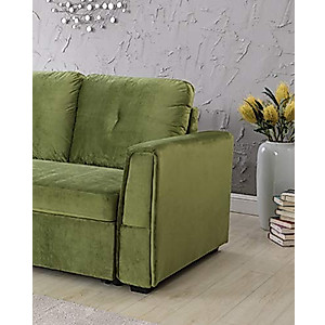 Legend Furniture Velvet Chaise Storage Reversible Sofa Bed Sleeper Sectional, Green