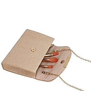 ZHANNI Women's Evening Bag Party Clutches Wedding Purses Cocktail Prom Handbags with Frosted Glittering(Rose Gold)