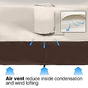 Vailge Square Patio Ottoman Cover, Waterproof Outdoor Ottoman Cover with Padded Handles, Patio Side Table Cover, Heavy Duty Outdoor Furniture Covers(Large,Beige & Brown)