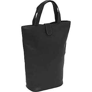 Piel Leather Doulbe Wine Tote, Black, One Size