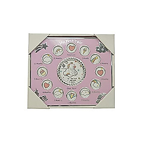 Concepts In Time, Concepts InMy First YearIn Fun Unicorn Metal frame with bow and 13 Round Openings (10Inx12In Unicorn Pink)