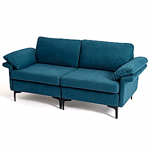 KOMFOTT 72.5” Loveseat Sofa Couch, Modern Love Seat with Removable Armrest Pillows, Steel Frame Legs & Cozy Cushions, 2-Seat Sofa Couch for Living Room and Apartment (Teal)