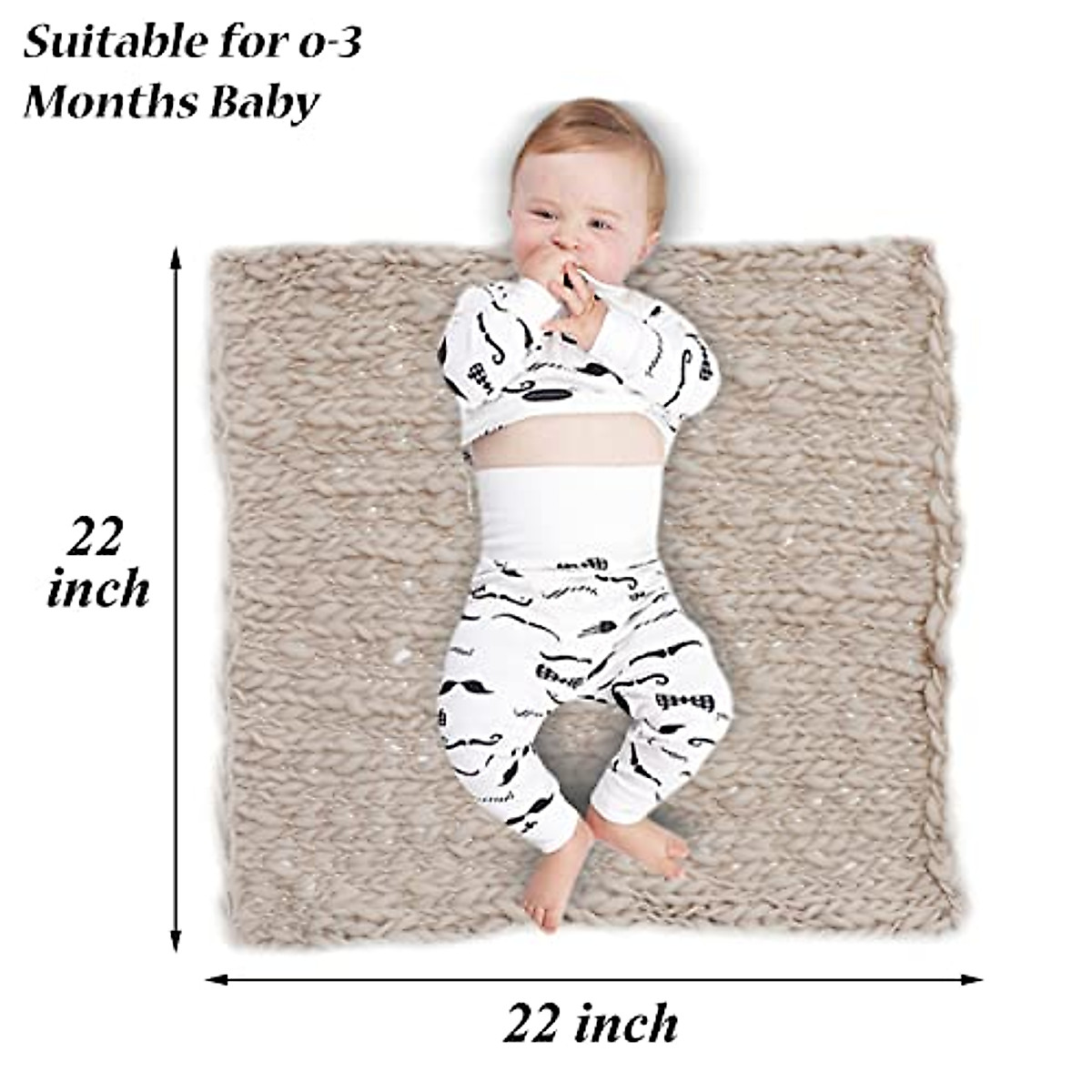 M&G House Newborn Wrap Baby Photography Wool Wrap Baby Photo Props Baskets Filler Rug(Beige)