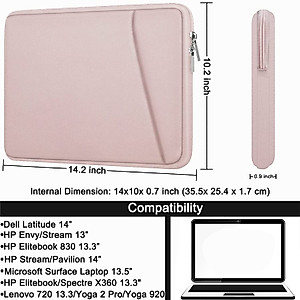 Laptop Case 14 inch, Durable Carrying Sleeve Bag Shockproof Protective Case Cover, Handbags Briefcase Laptop Bag Compatible with 14" MacBook Air/Pro HP Asus Lenovo Notebook Computer, Pink