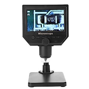 Digital Microscope kit, 100-240V Portable 4.3" G600 1-600X Magnifier 1080P LCD Digital Microscope Lithium Battery High Brightness 8 LEDs, Support Inserting Memory Card(US)