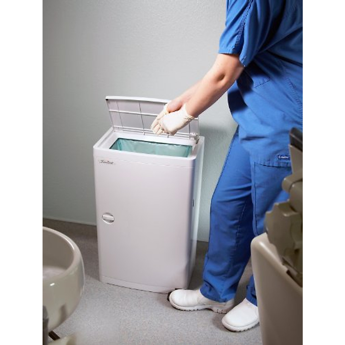 Janibell M400BW ABS 15-Gallon Hygienic Hands-Free Foot Pedal Operated Waste Disposal System, Rectangular, 10-1/4" Width x 15-3/4" Depth x 25-3/16" Height, White