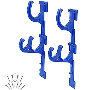 CYCTECH Pole Hangers,Plastic Holder Set,Swimming Pool Pole Hanger Pool Hanger Hook for Pool Telescoping Pole,Leaf Rakes,Net,Vacuum Hose,Brushe and Garden Tools (Blue)