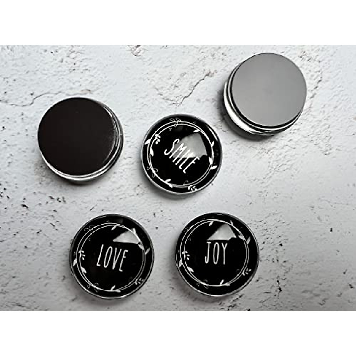 BabyPop! Newest Design Black 12 Pack Round Glass Refrigerator Magnets, Trendy Inspirational Magnet Gift Set for Fridge Cute Decorative Motivational Whiteboard Magnets for Office Locker Home & Kitchen