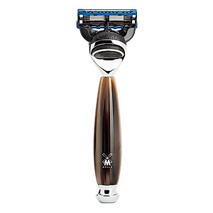 MÜHLE VIVO Brown Horn Resin 4-Piece Pure Badger 5-Blade Razor Shaving Set