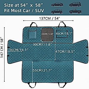 SEVVIS Dog Car Seat Cover-Back Seat Dog Cover for Car Include Mesh Visual Window and Pet Seat Belt-Hammock Scratchproof Pet Seat Cover for Cars SUVs Trucks Jeep