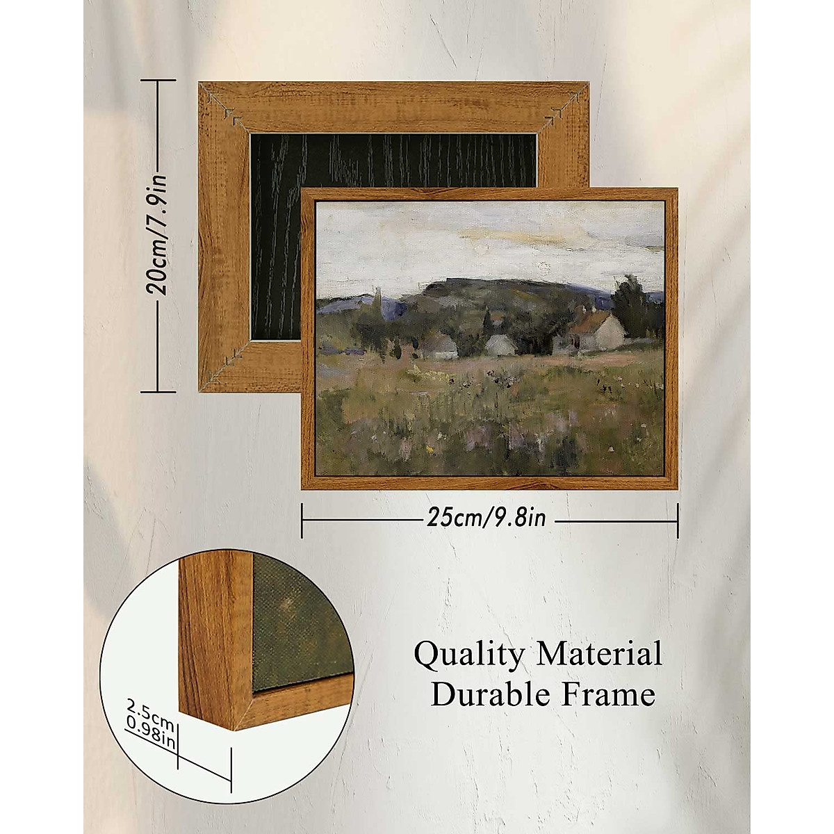 InSimSea Framed Canvas Wall Art Decor, Rustic Landscape Oil Painting Canvas Prints, Impressionism Artworks Room Decor, Farmhouse Kitchen Office Bathroom Art Wall Decor 8x10 Inch